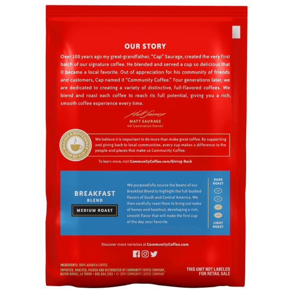 Breakfast Blend Coffee Packs - 40 Count | Community Coffee