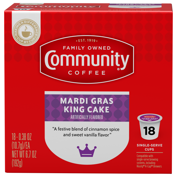 Mardi Gras King Cake Coffee Pods - 18 Count | Community Coffee