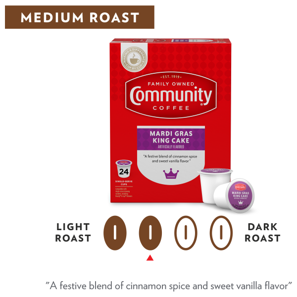 Mardi Gras King Cake Coffee Pods - 72 Count | Community Coffee