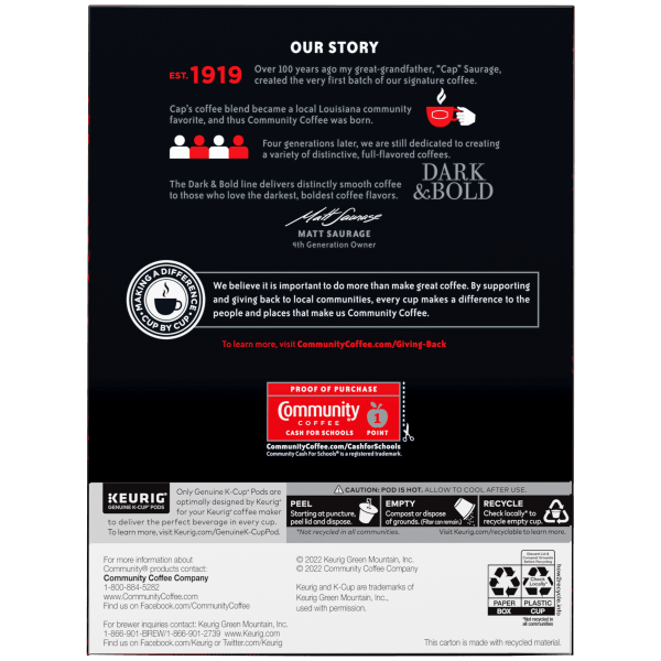 Dark and Bold Intense Blend K-Cup® Pods 24 count | Community Coffee