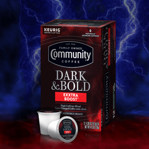 Dark and Bold Exxtra Boost™ K-Cup® Pods 24 count | Community Coffee