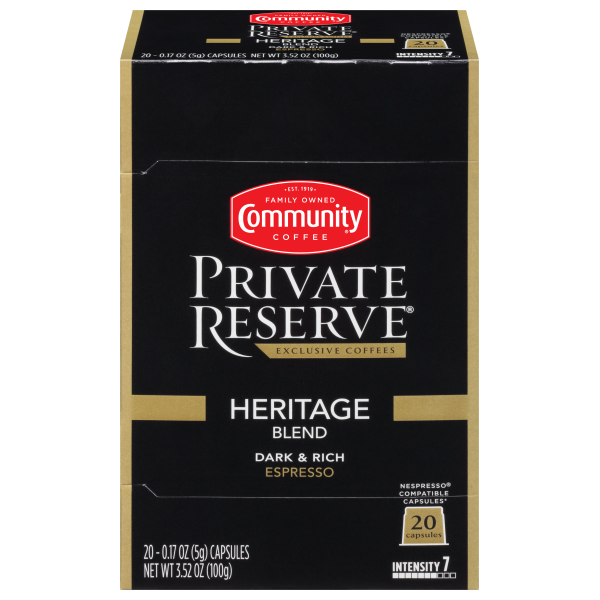 Heritage Blend Espresso Coffee Capsules 20 Count | Community Coffee