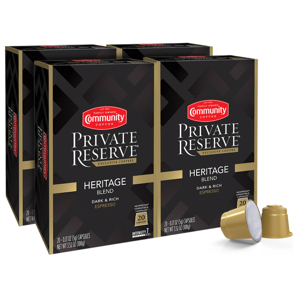 Heritage Blend Espresso Capsules 80 Count | Community Coffee