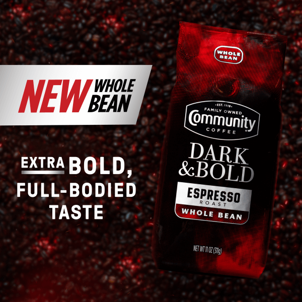 Dark & Bold Espresso Roast Whole Bean Coffee, 11oz | Community Coffee