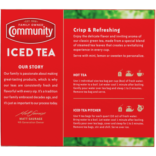 Signature Blend Iced Tea Bags, Family Sized - 48 count | Community Coffee