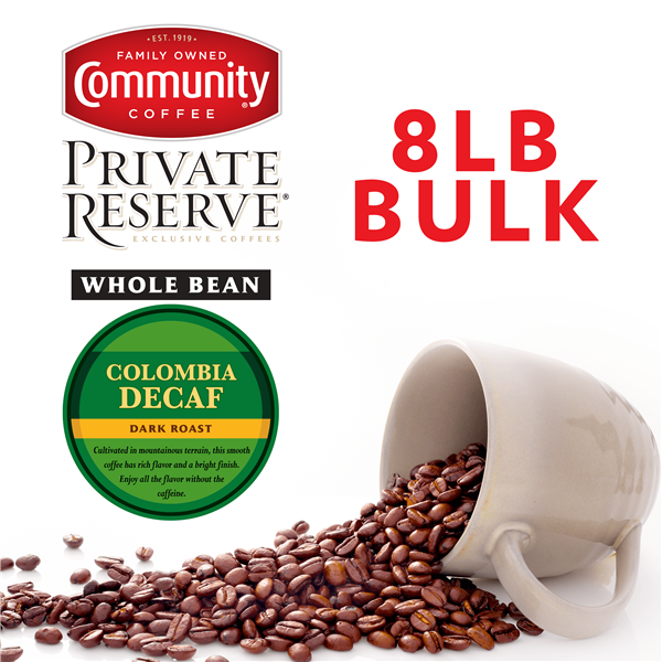Bulk Whole Bean Coffee Colombia Dark Decaf | Community Coffee