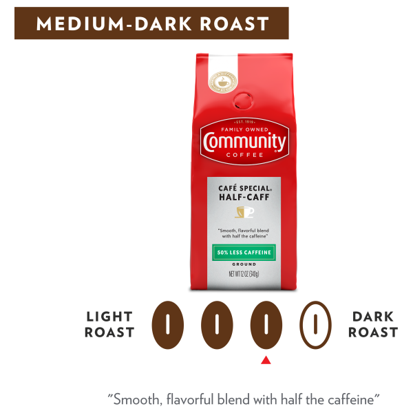 Half-Caffeine Ground Coffee 12 oz | Community Coffee