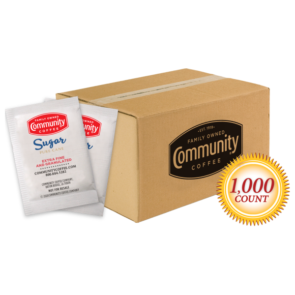 Pure Cane Sugar Individual Packets - 1000 count | Community Coffee